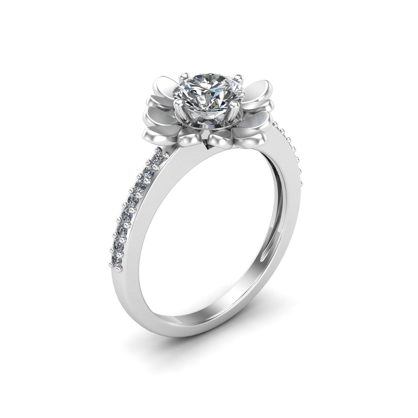 Floret Solitaire Ring